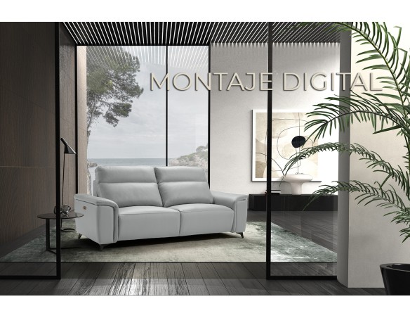 Pack 2x Sofas modelo Cuore Torresol 210 x 101 con dos asientos relax con motor ( Piel Ciervo Vetro))
